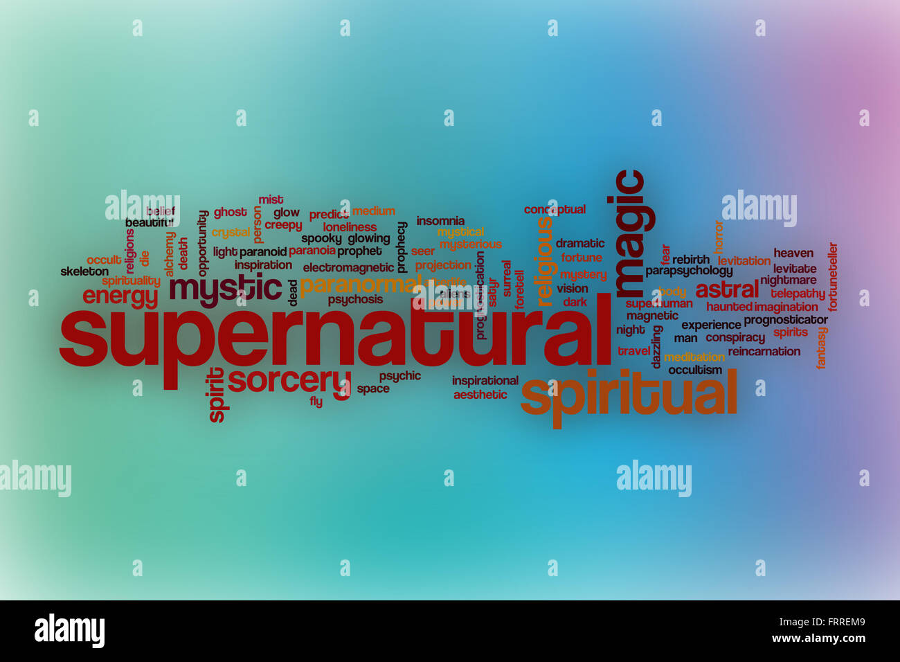 Supernatural word cloud concept with abstract background Stock Photo ...