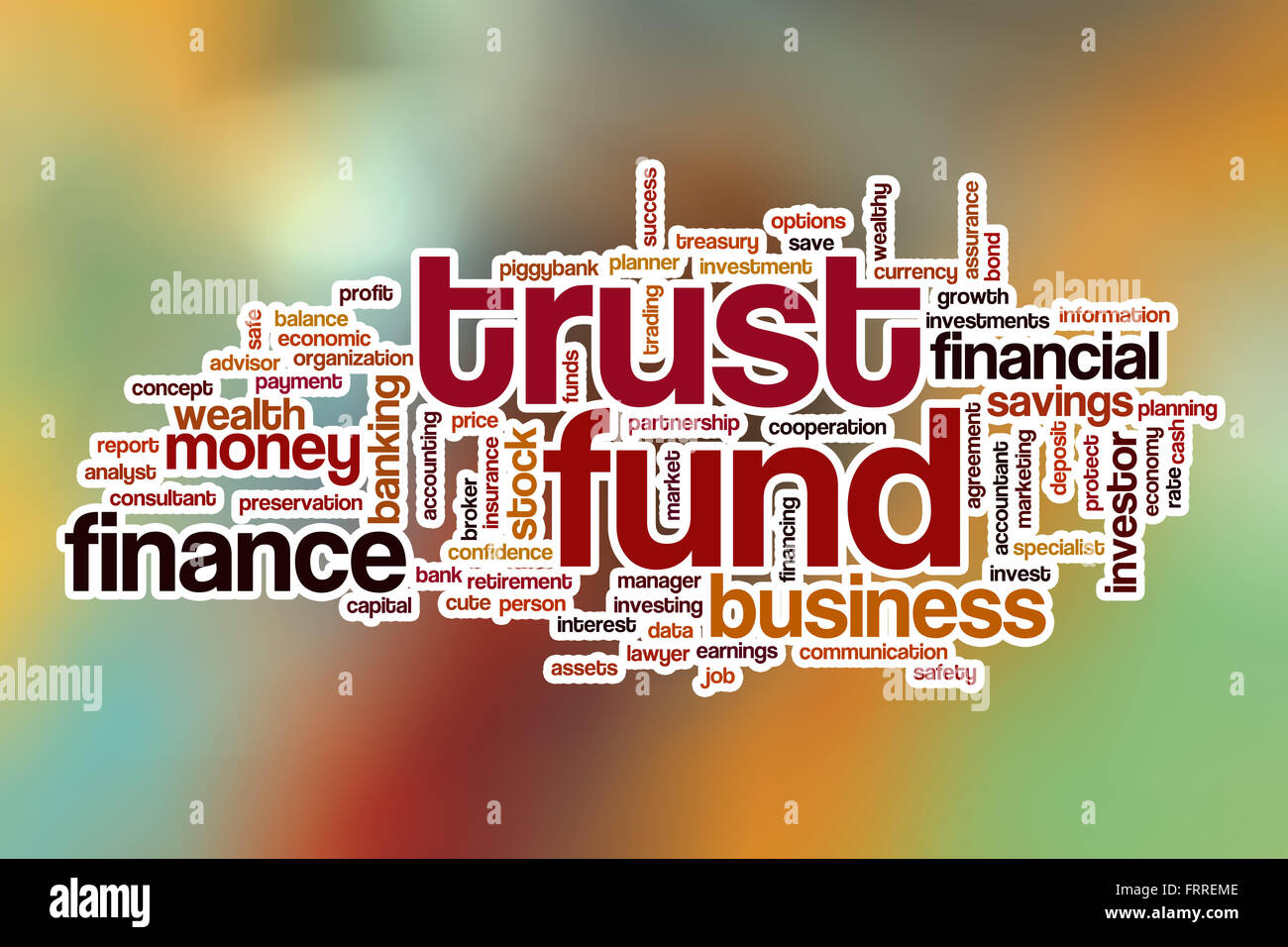 Trust fund word cloud concept with abstract background Stock Photo - Alamy