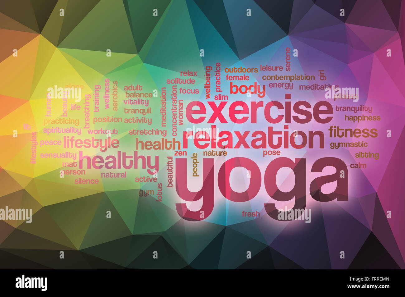 Yoga word cloud concept with abstract background Stock Photo - Alamy