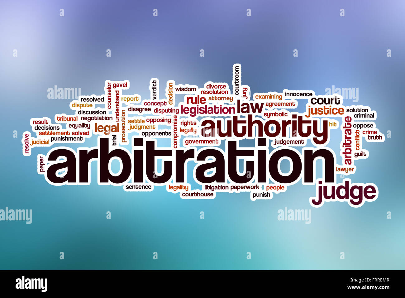 Arbitration word cloud concept with abstract background Stock Photo - Alamy