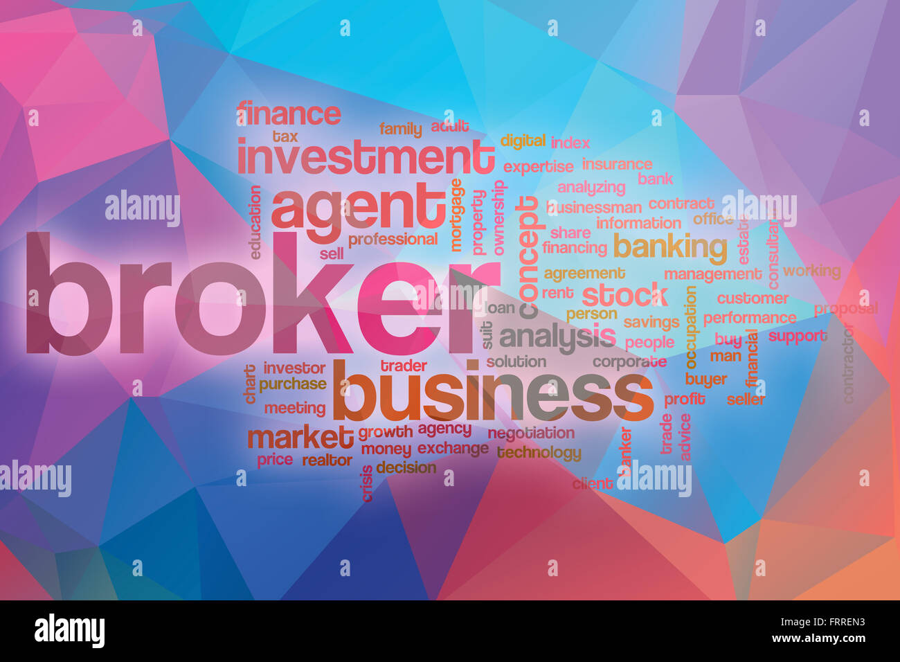 Broker word cloud concept with abstract background Stock Photo - Alamy