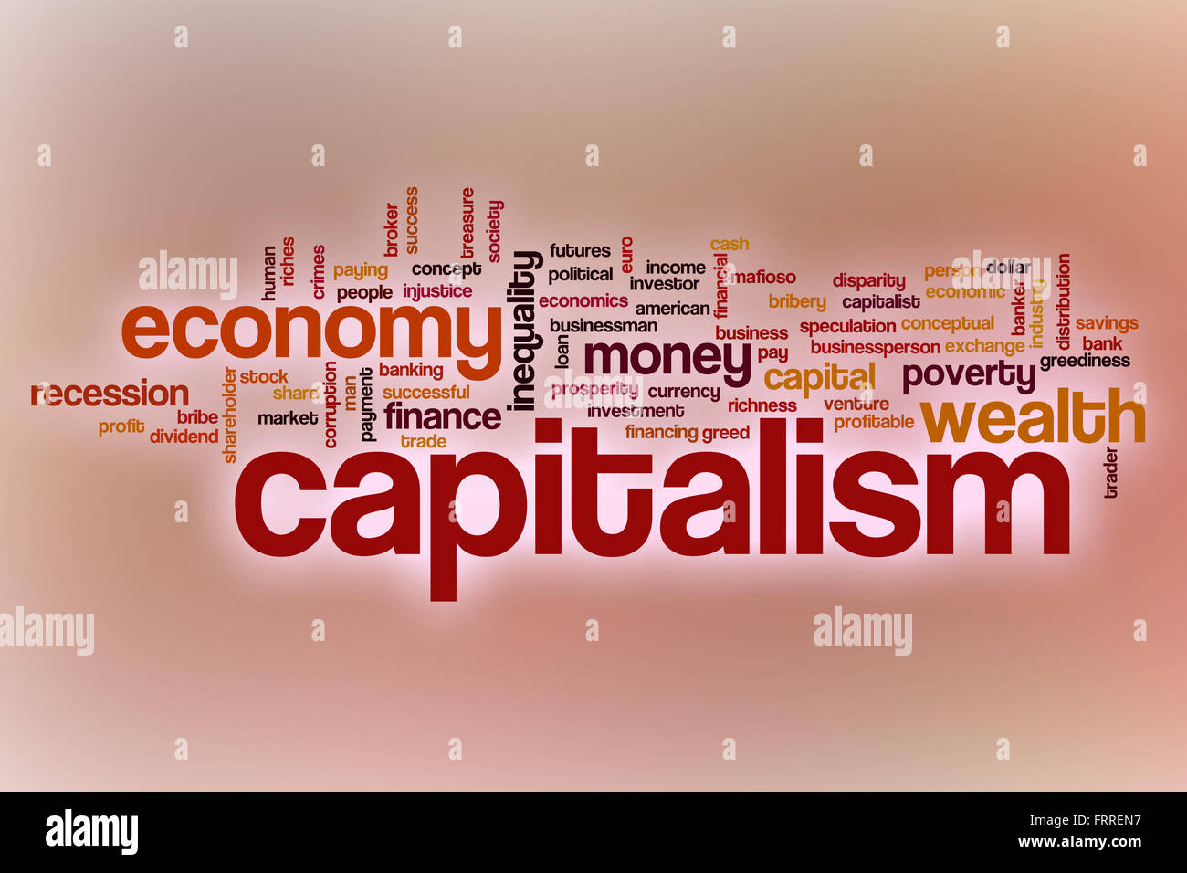 Capitalism word cloud concept with abstract background Stock Photo - Alamy