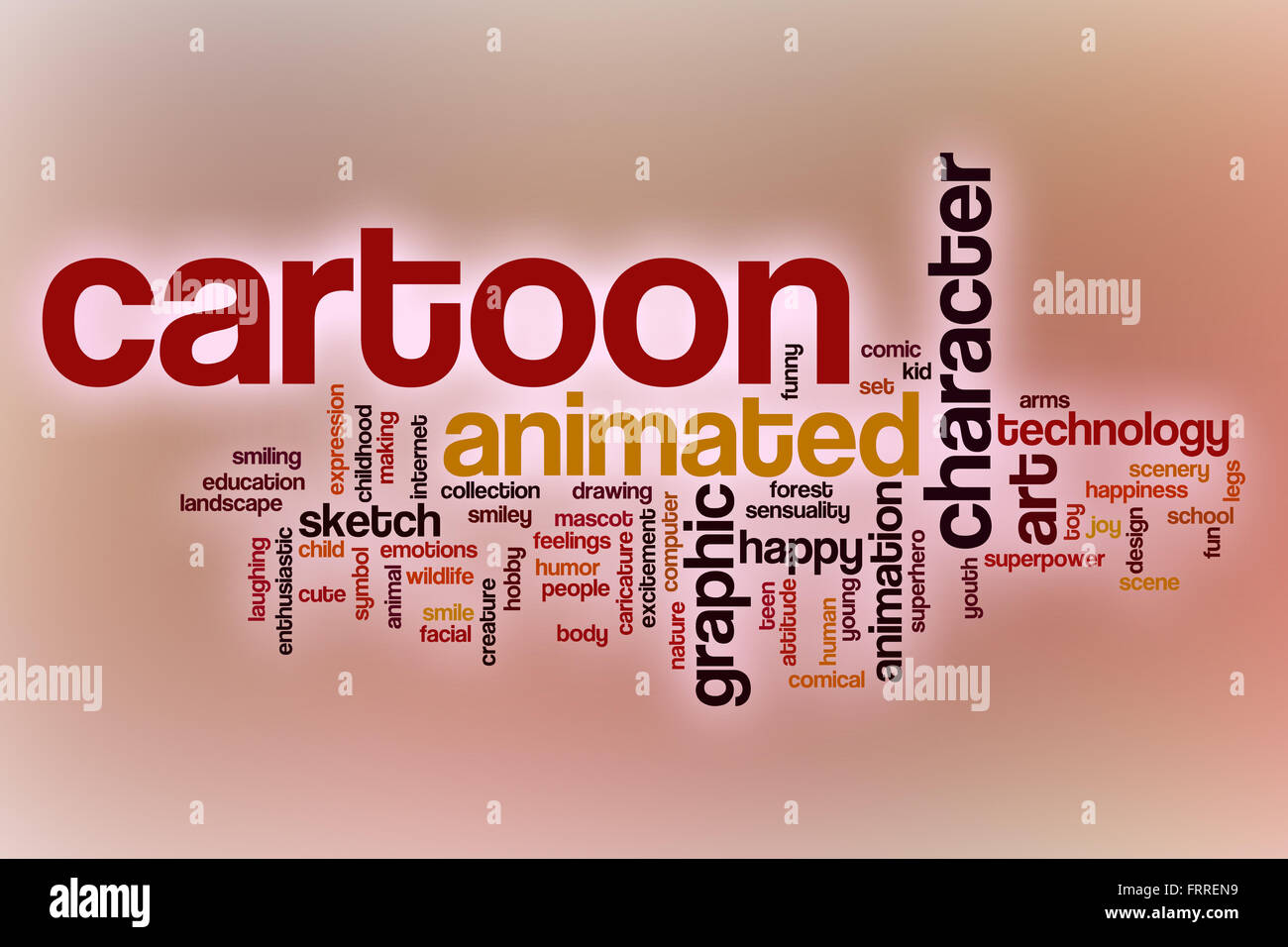 Cartoon word cloud concept with abstract background Stock Photo - Alamy