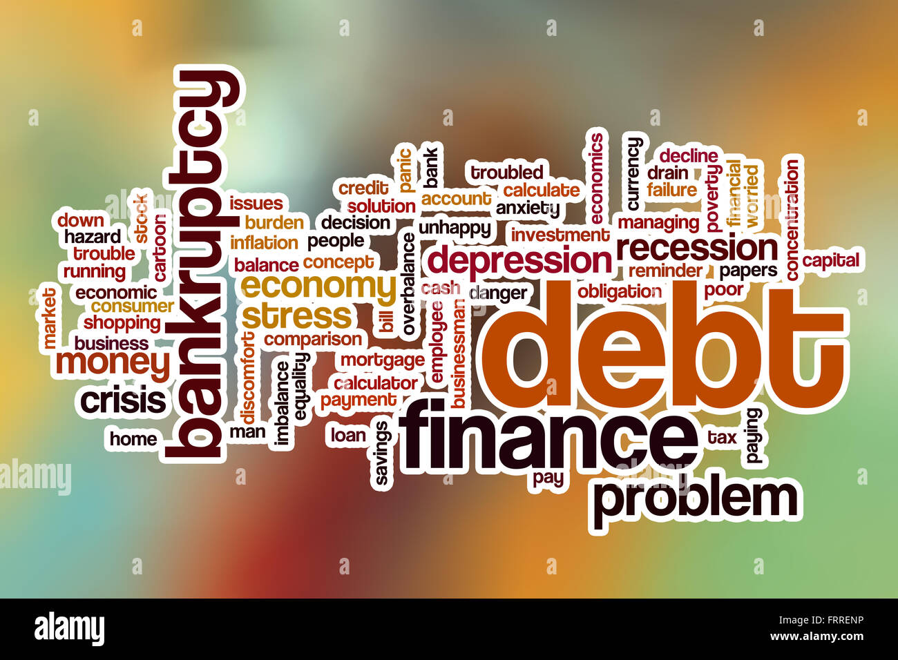 Debt word cloud concept with abstract background Stock Photo - Alamy