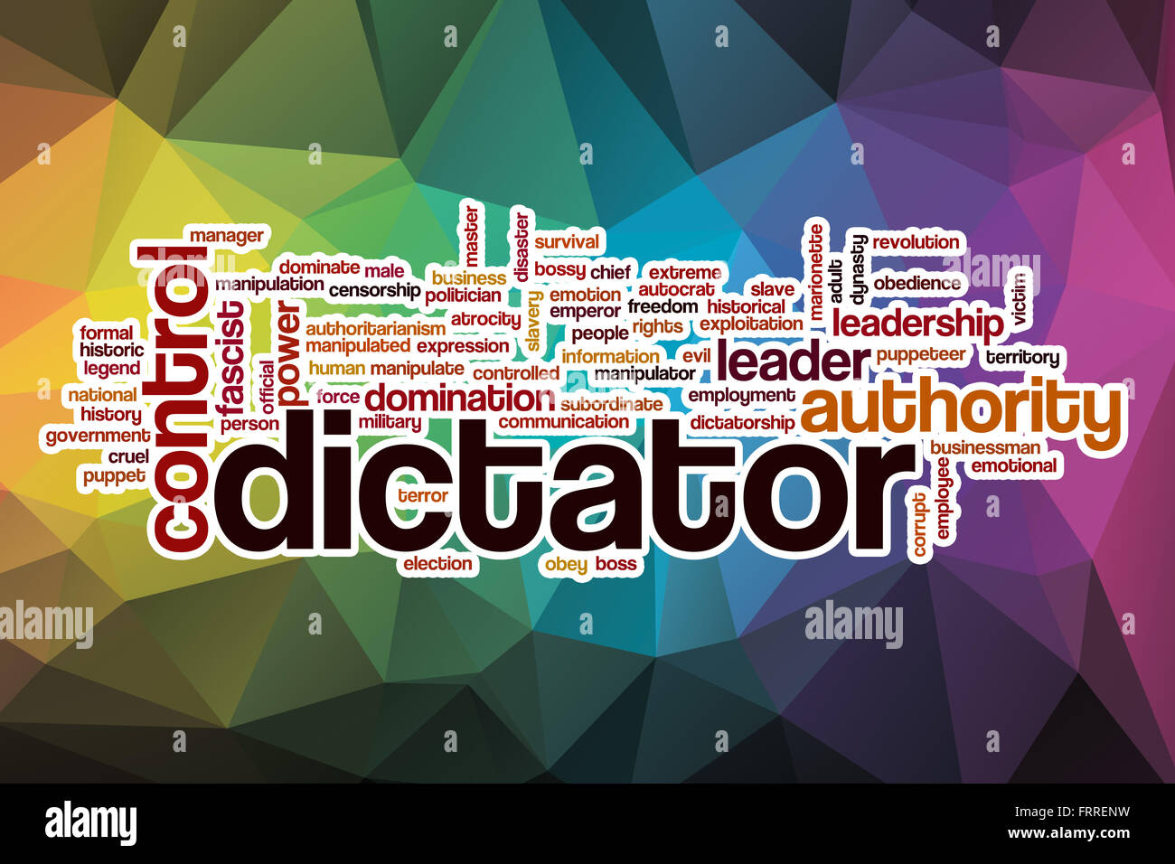 Dictator word cloud concept with abstract background Stock Photo - Alamy
