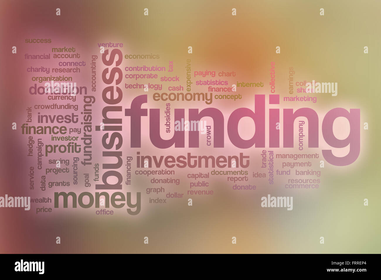 Funding word cloud concept with abstract background Stock Photo - Alamy