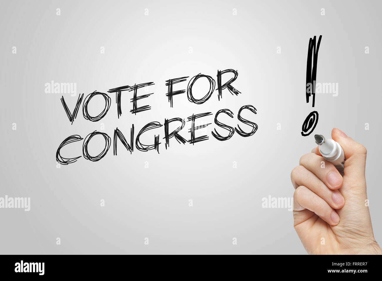 Hand writing vote for congress on grey background Stock Photo - Alamy