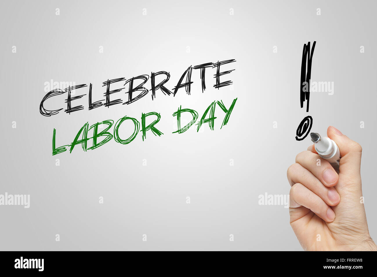 Hand writing celebrate labor day on grey background Stock Photo - Alamy