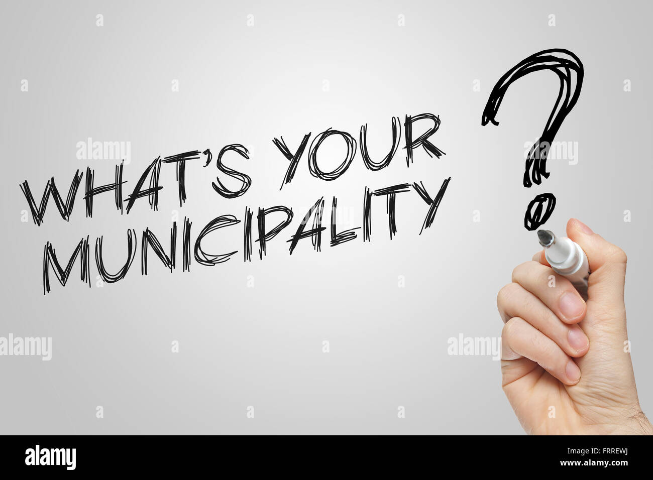 Hand writing what's your municipality on grey background Stock Photo ...