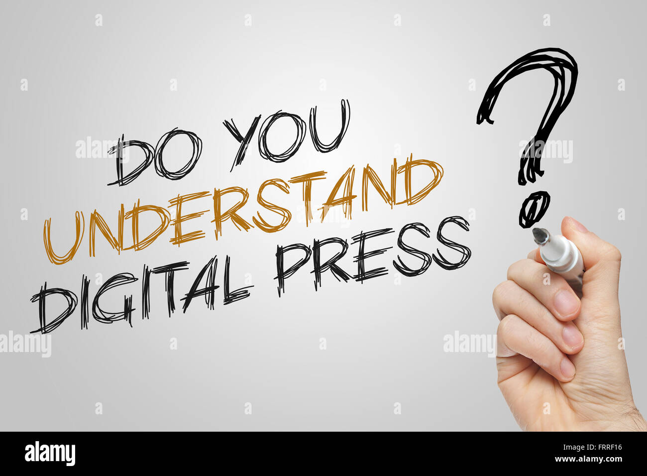 Hand writing do you understand digital press on grey background Stock ...