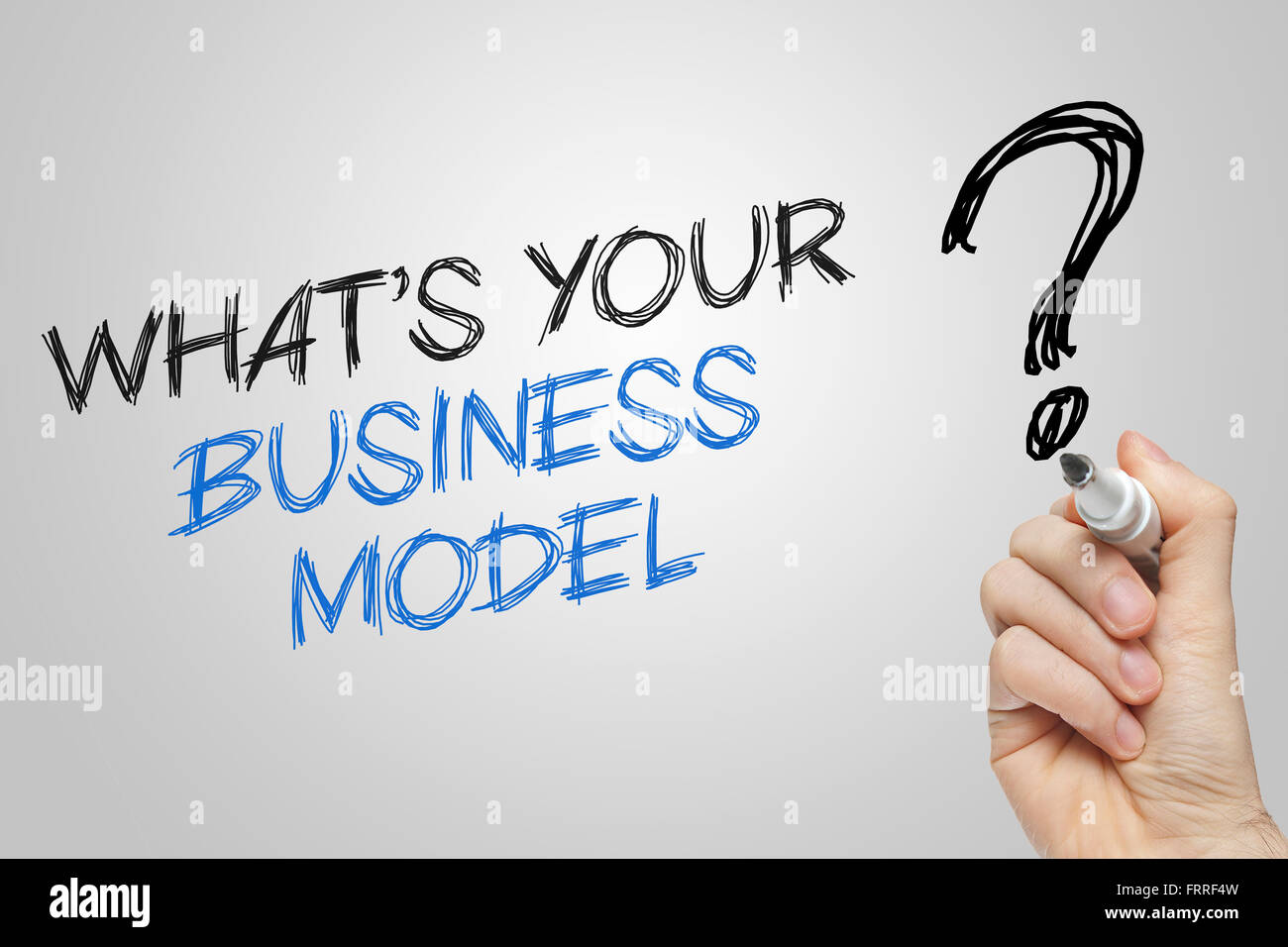 Hand writing what's your business model on grey background Stock Photo ...