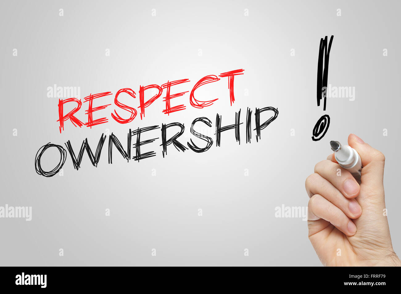 Hand writing respect ownership on grey background Stock Photo - Alamy