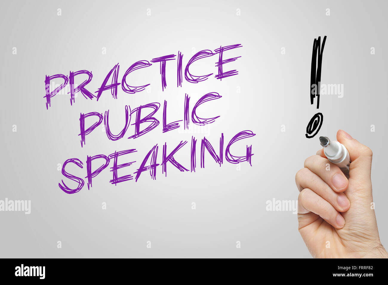 Hand writing practice public speaking on grey background Stock Photo ...