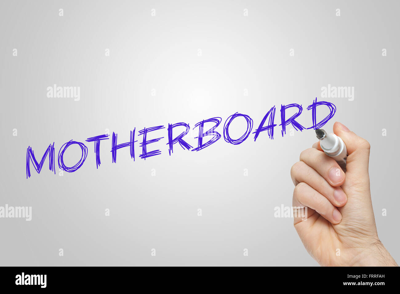 Hand writing motherboard on grey background Stock Photo - Alamy
