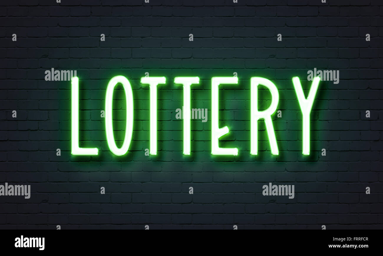 Lottery neon sign on brick wall background Stock Photo - Alamy