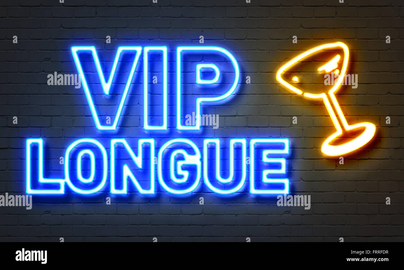 VIP longue neon sign on brick wall background Stock Photo - Alamy