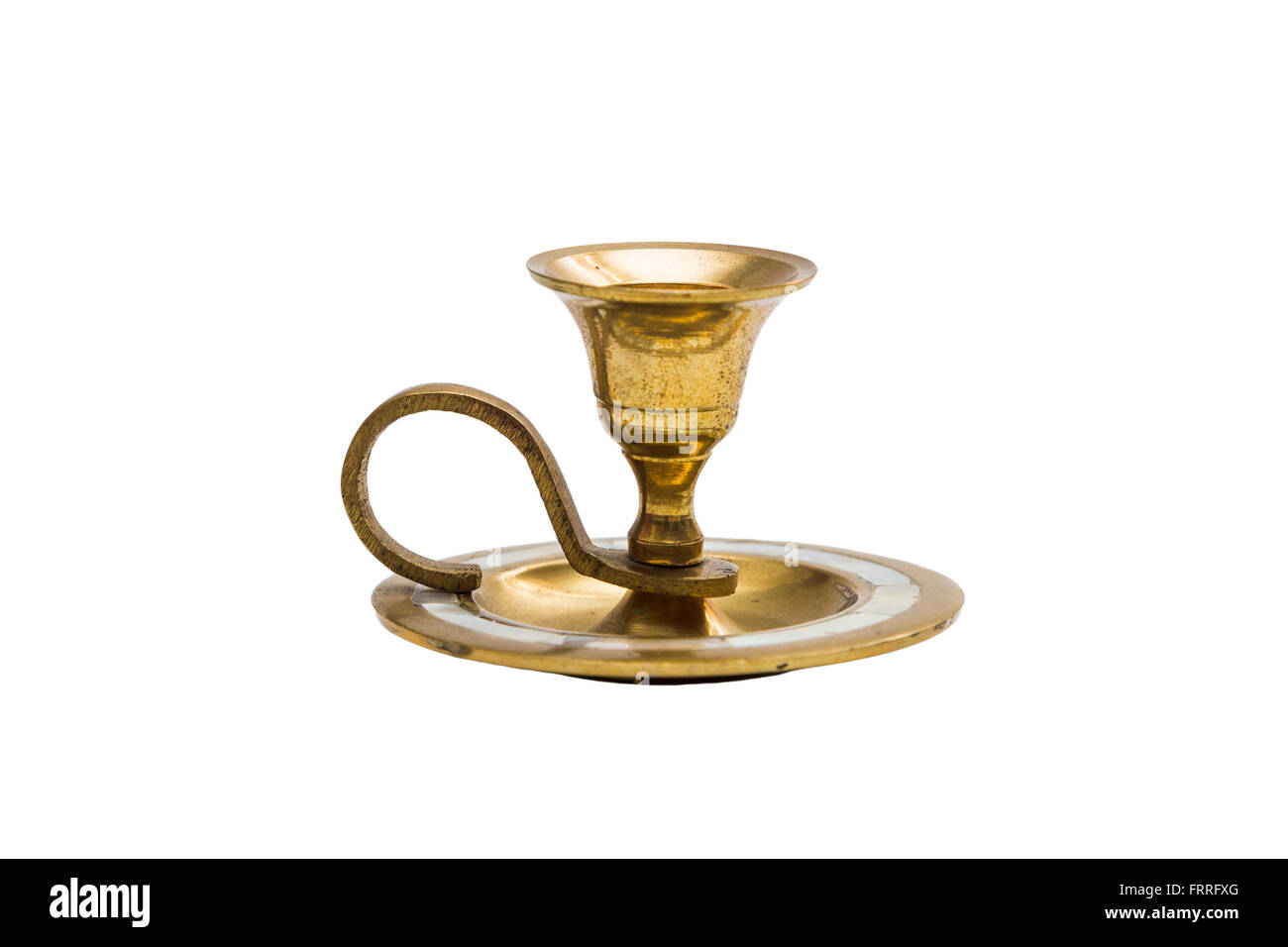 Old vintage gold copper classic engraved metal candlestick Stock Photo ...