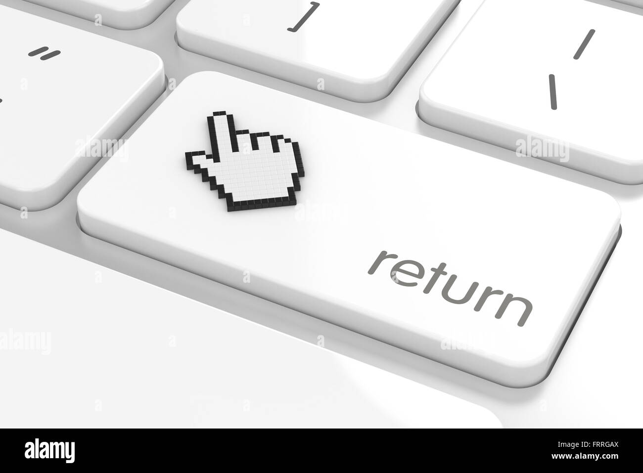 3d illustration of computer keyboard with computer mouse hand cursor ...