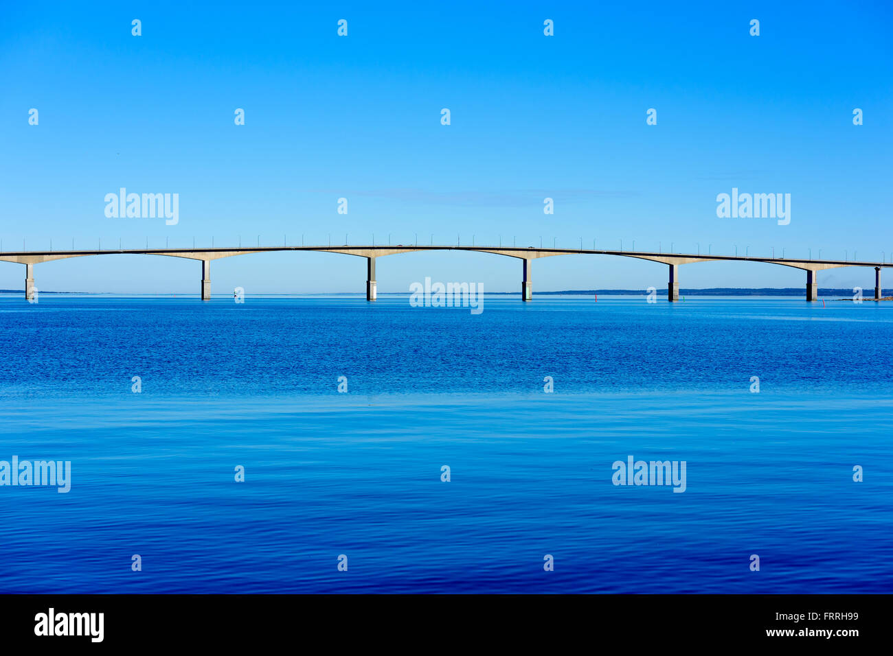 The bridge between Oland and mainland Sweden as seen from Kalmar. The ...