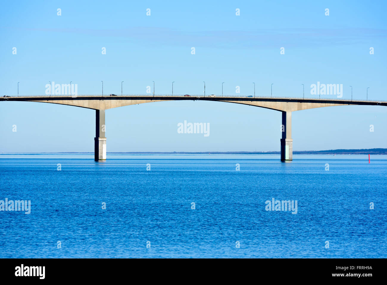 The bridge between Oland and mainland Sweden as seen from Kalmar. The ...