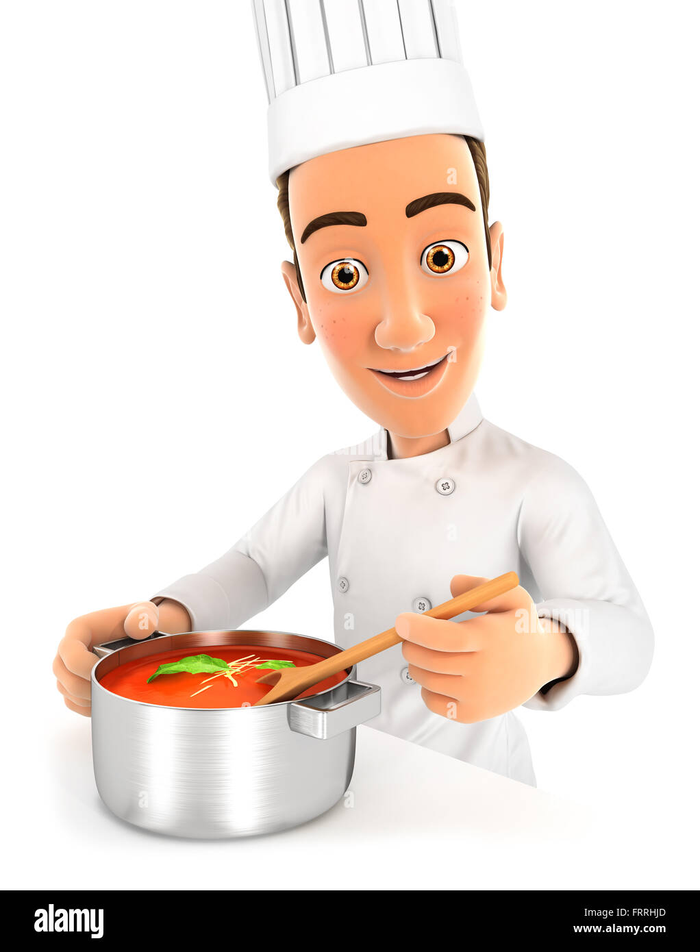 3d head chef cooking soup, isolated white background Stock Photo - Alamy