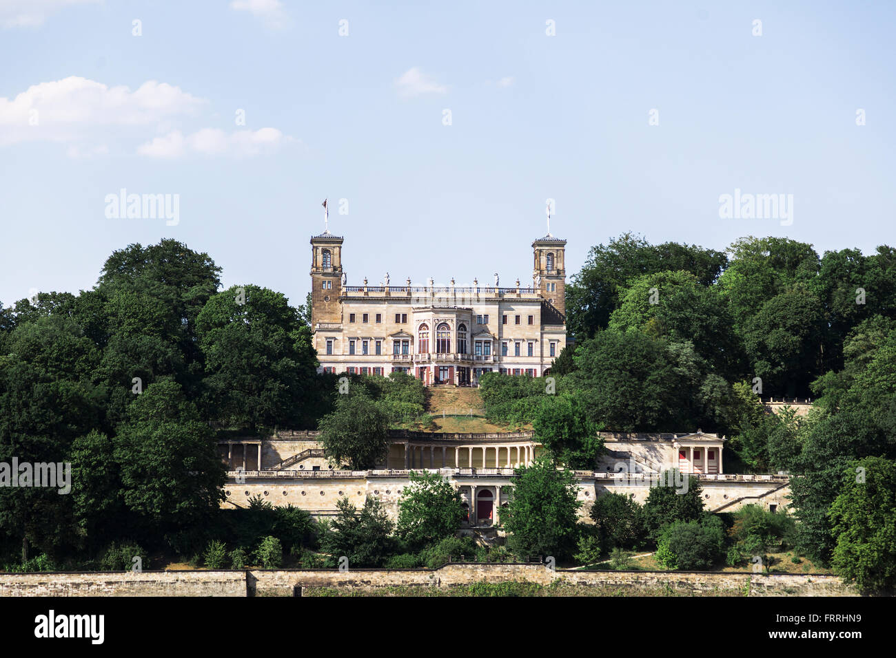 Majestic old German castle on the hill in summer forest Stock Photo - Alamy
