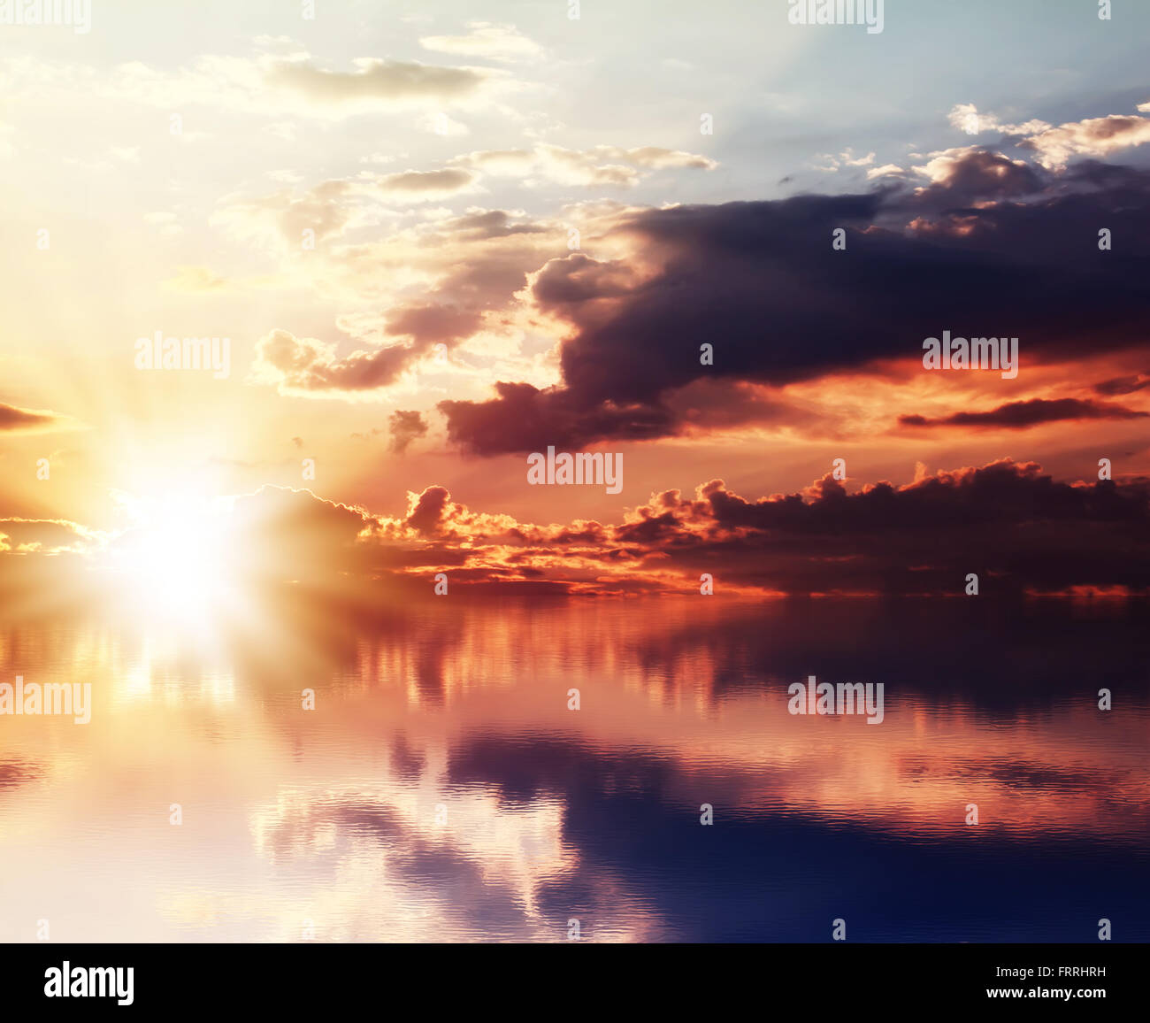 Red sunset over the sea Stock Photo - Alamy