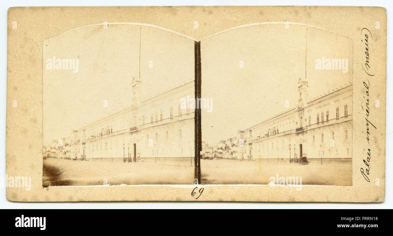 The photograph shows the Palais Imperial in Mexico, once a royal ...