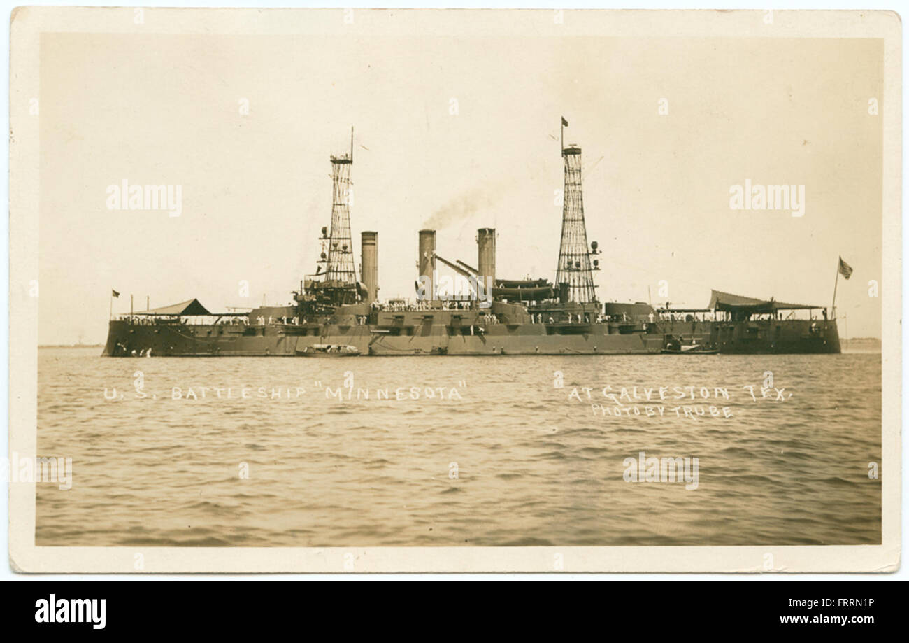 The USS Minnesota (BB-22), a Connecticut-class pre-dreadnought ...