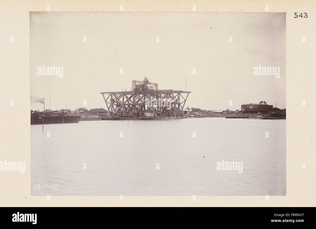 A view of railroad bridges over a dock, showing ongoing bridge ...