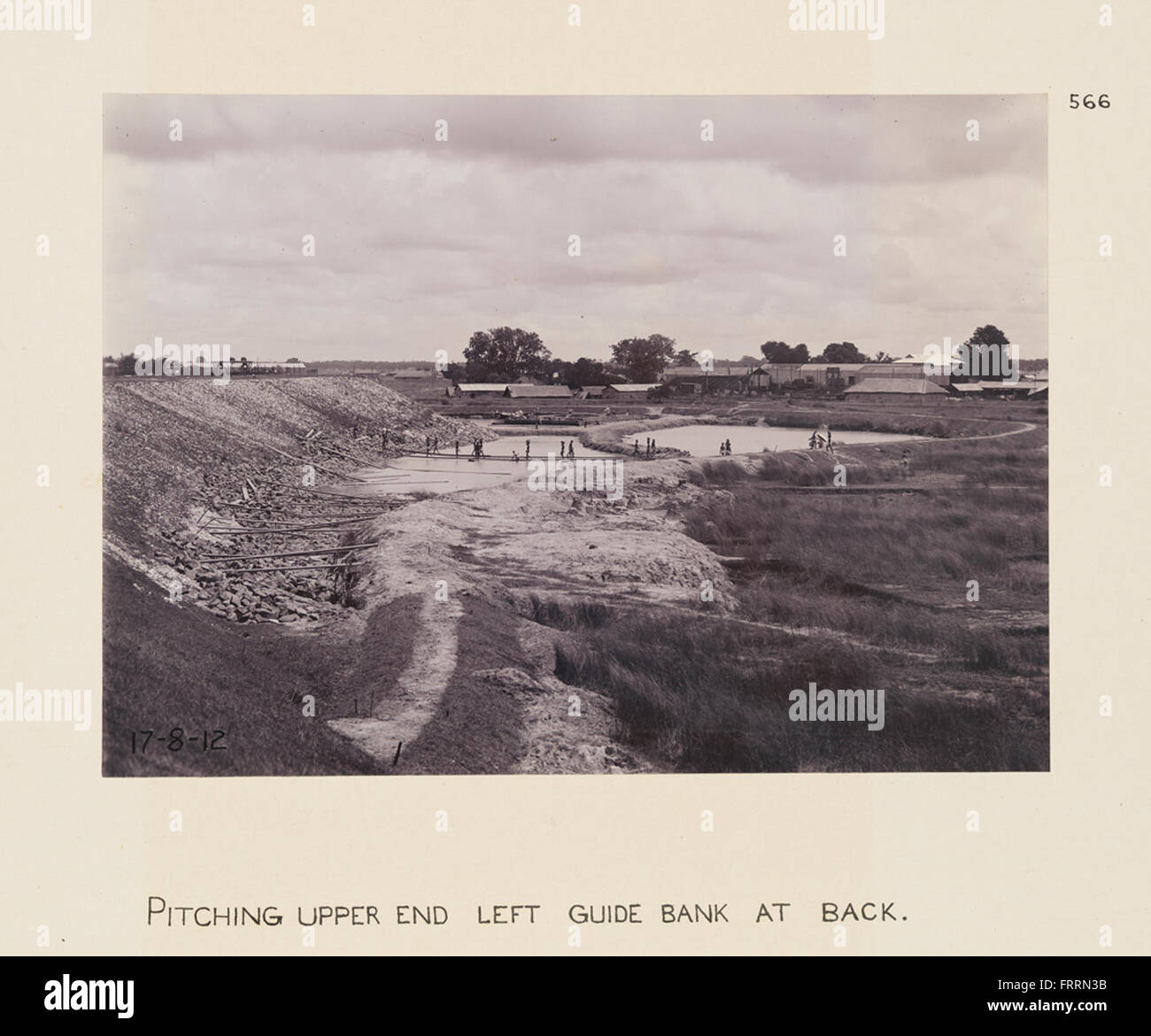 The pitching of the upper end of the left guide bank at the back of a ...