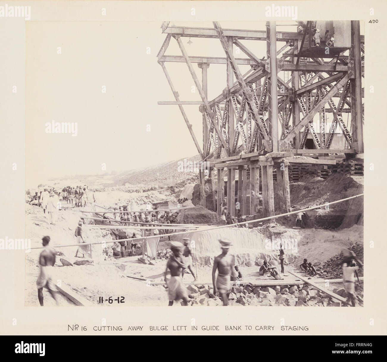 Cutting away a bulge in the guide bank as part of the construction ...