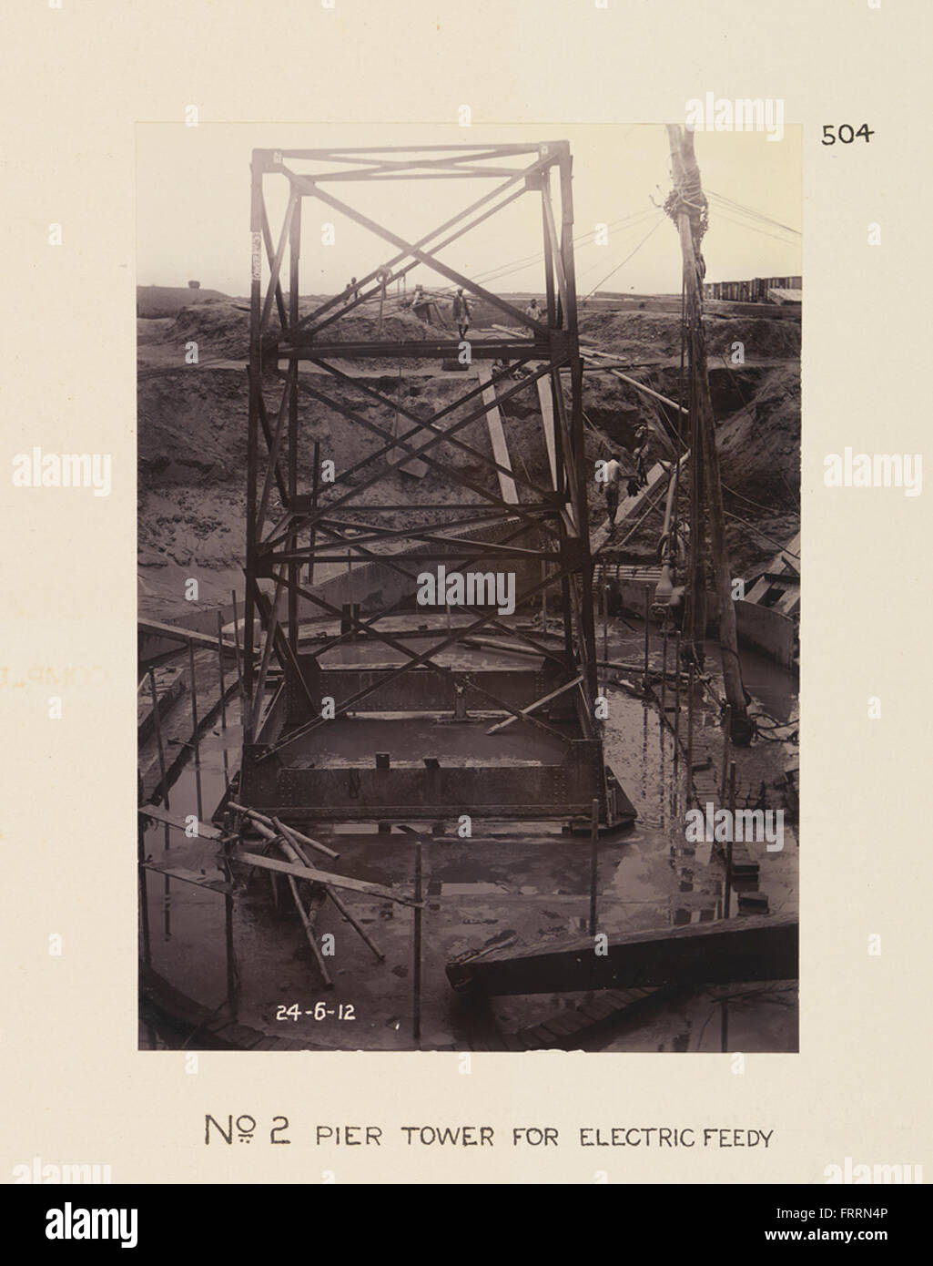 A photograph of the construction of the No. 2 Pier Tower, a support ...