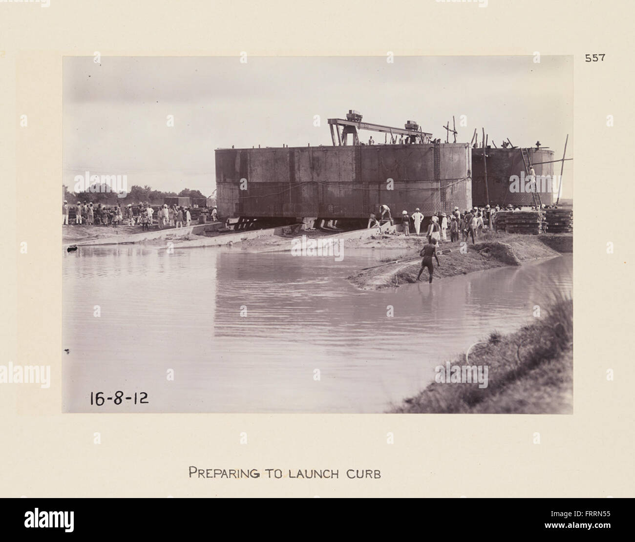 A photograph showing the preparation for launching curb bridges as part ...