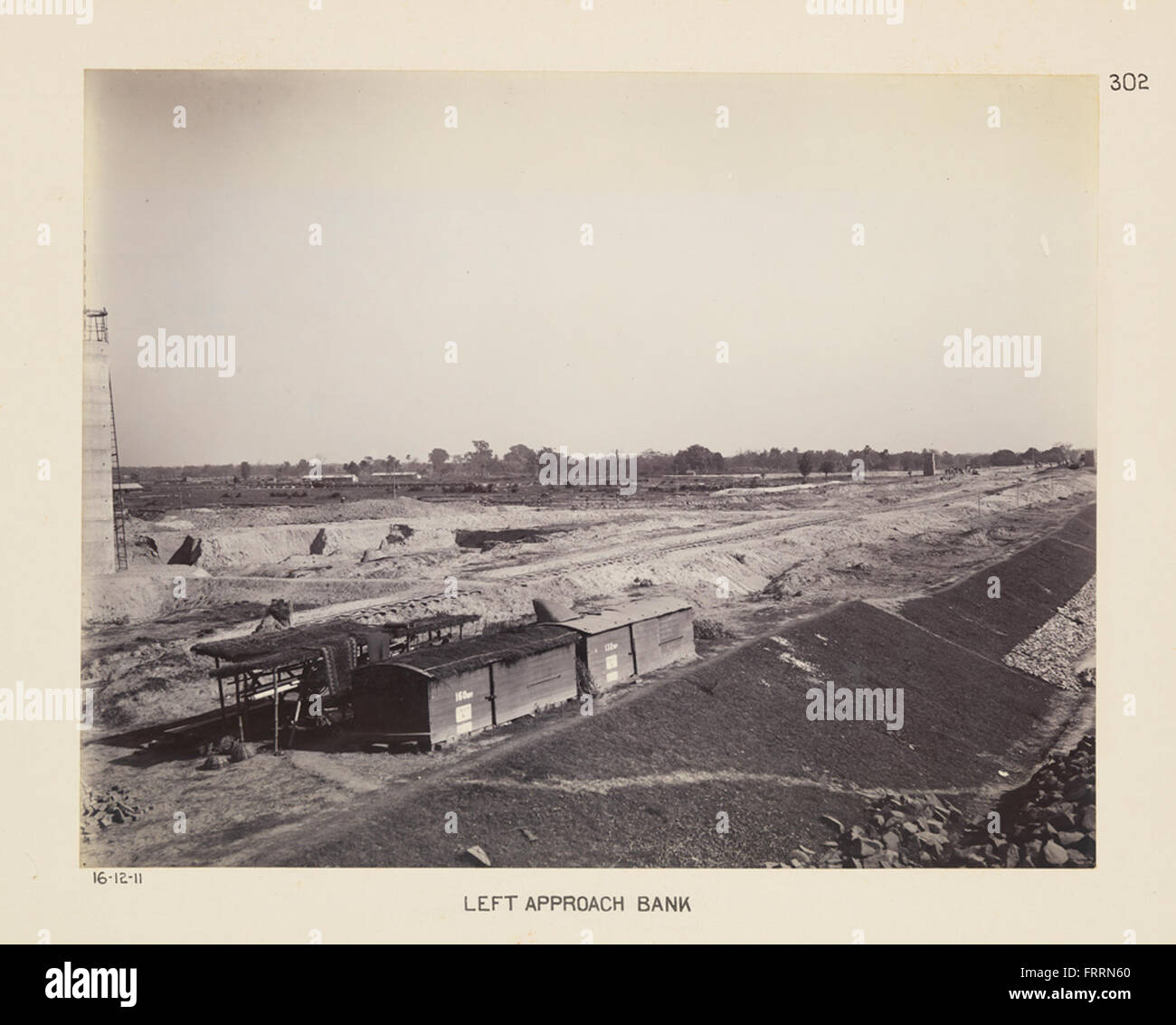 View of the left approach bank during the construction of a railroad ...