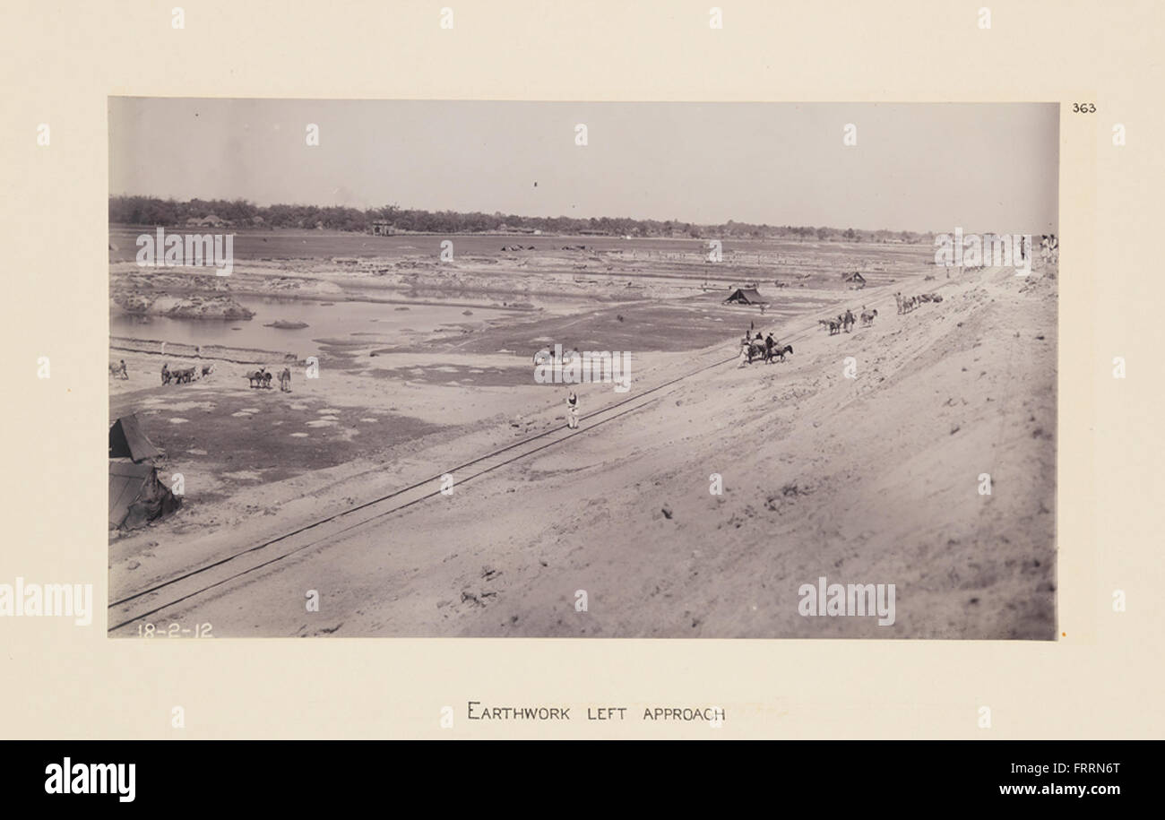 A photograph showing the earthwork for the left approach to a railroad ...