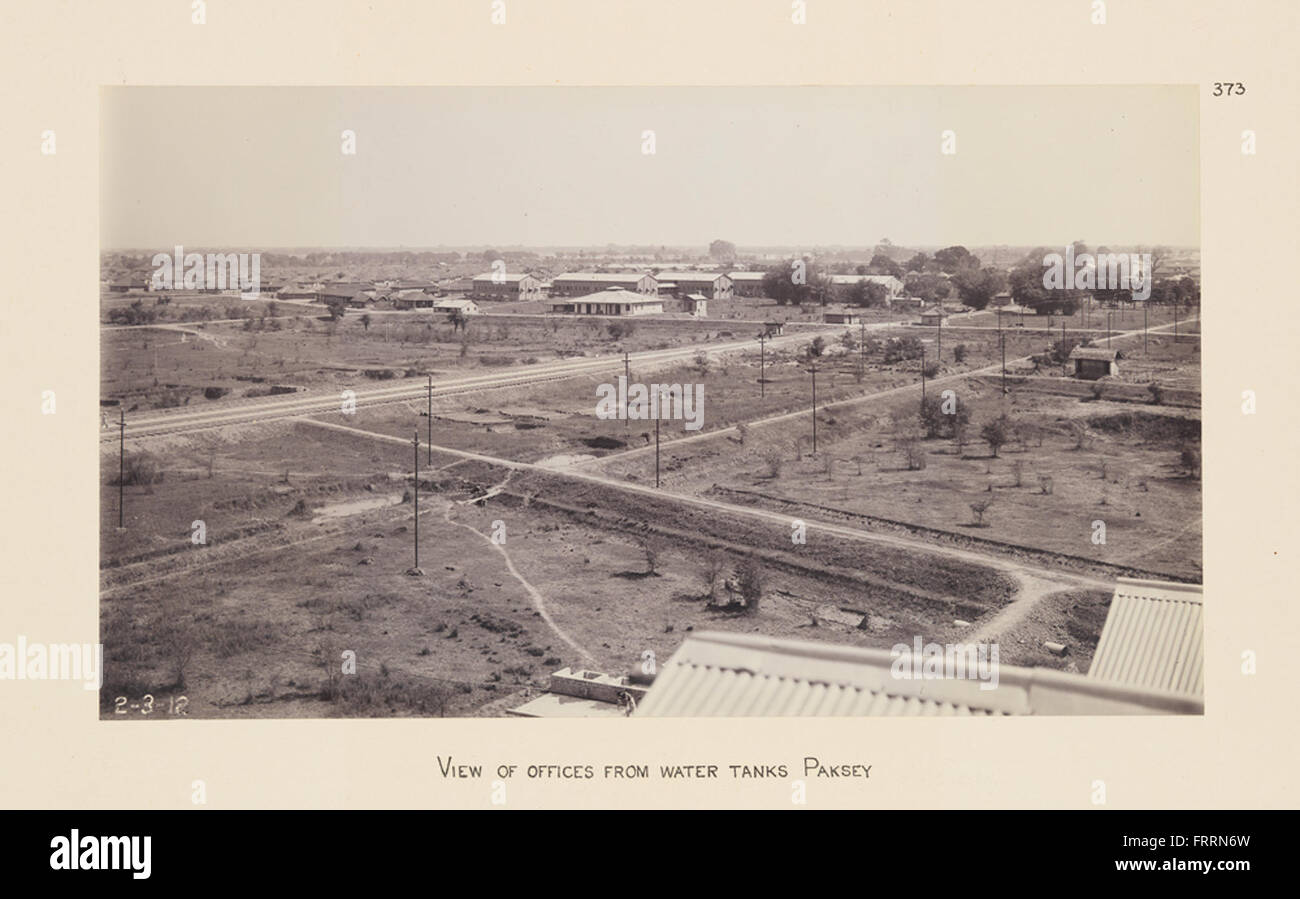 A view of offices and surrounding buildings from water tanks at Paksey ...