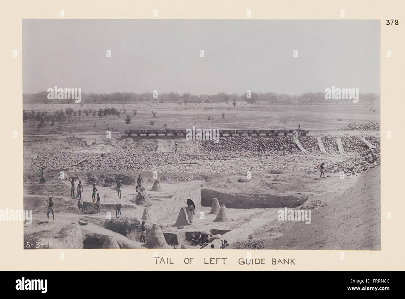 A photograph showing the tail of the left guide bank of a railroad ...