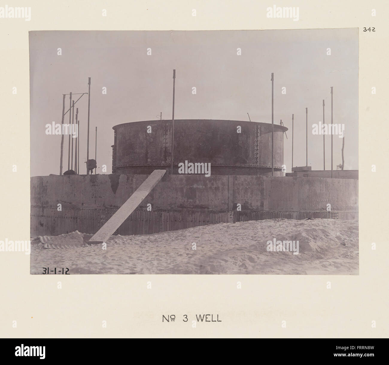 View of the No. 3 well on a railroad bridge construction site. The ...