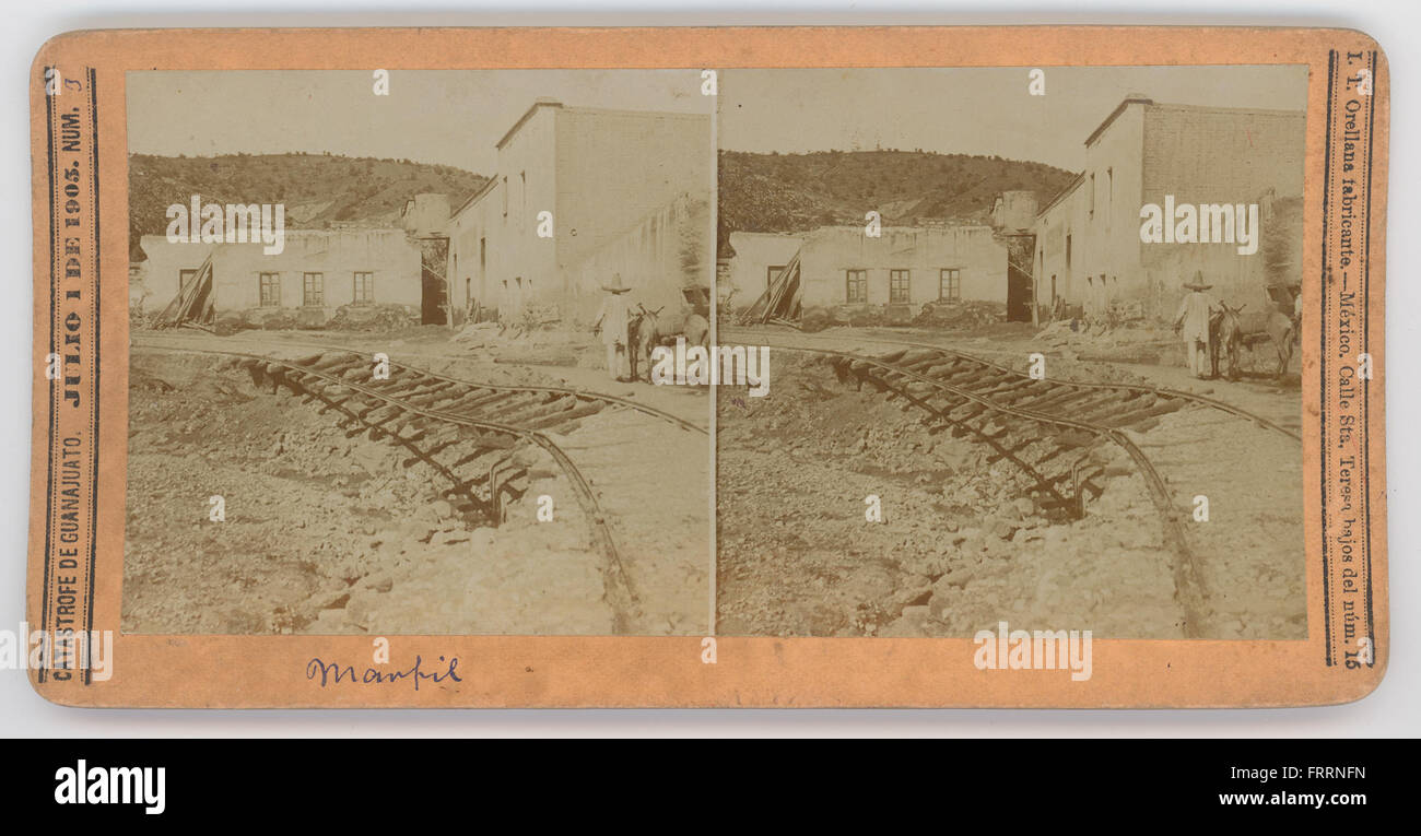 A photograph showing the destroyed railroad tracks of the 'Camino de ...