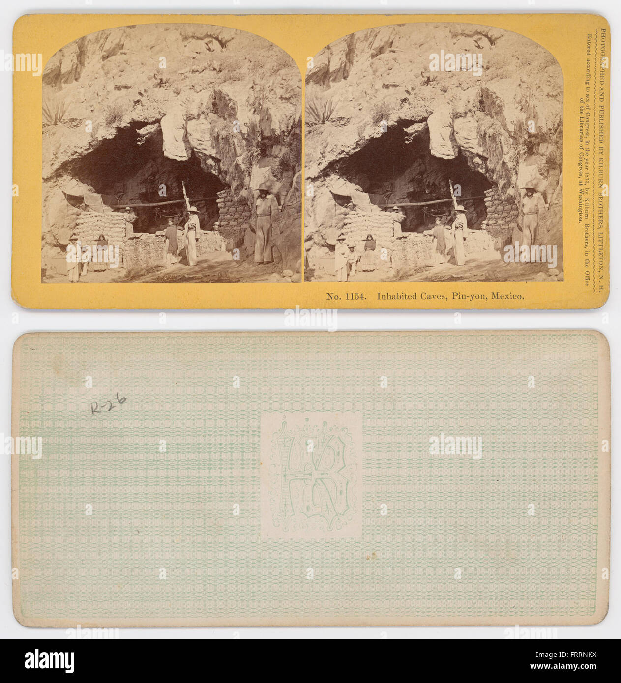 A stereograph capturing the cave dwellings of the Pin-yon people in ...