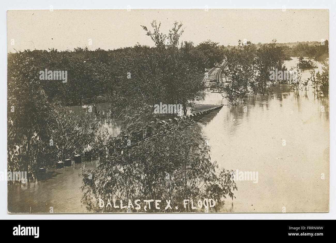 Flood damage in Dallas, Texas, during the Trinity River Flood. The real ...