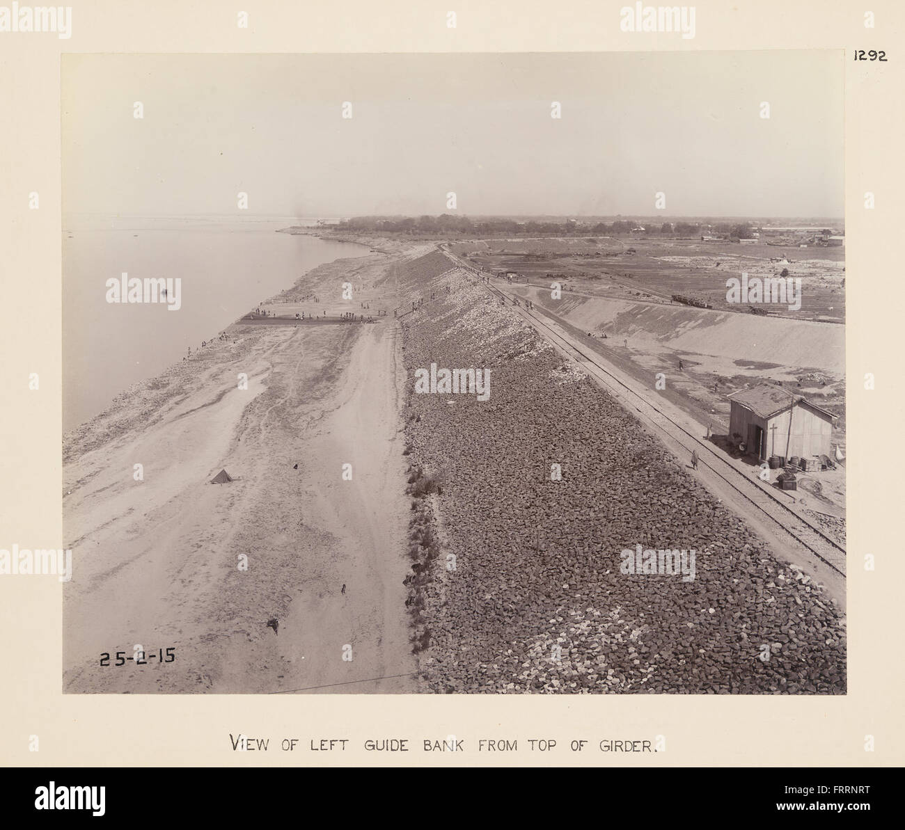 A view of the left guide bank from the top of a girder during the ...