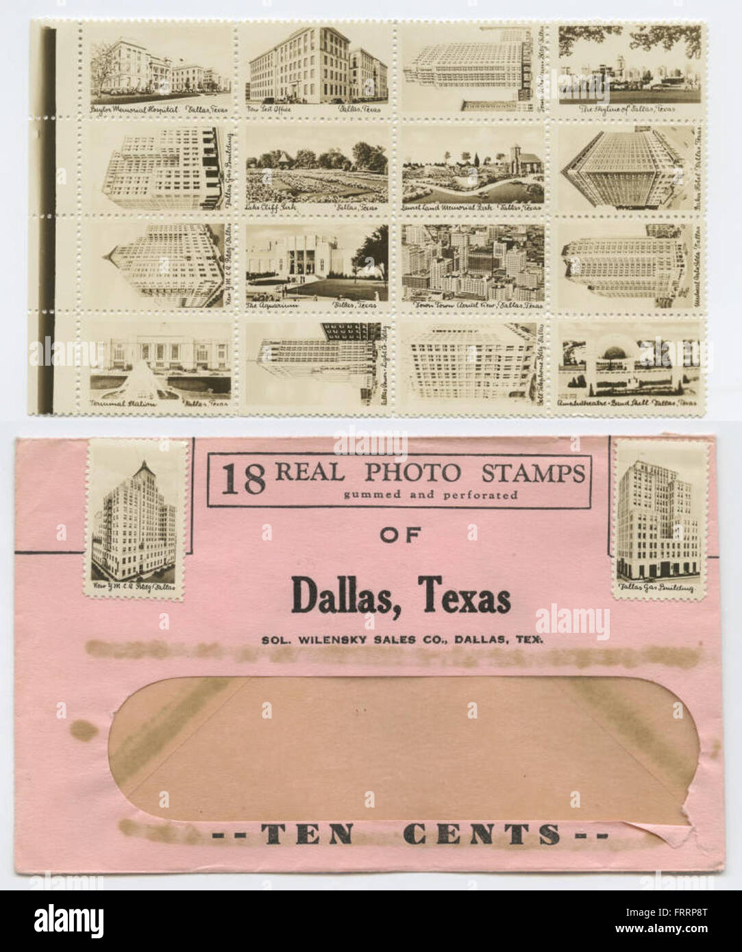 A set of 18 real photo stamps, gummed and perforated, featuring images ...
