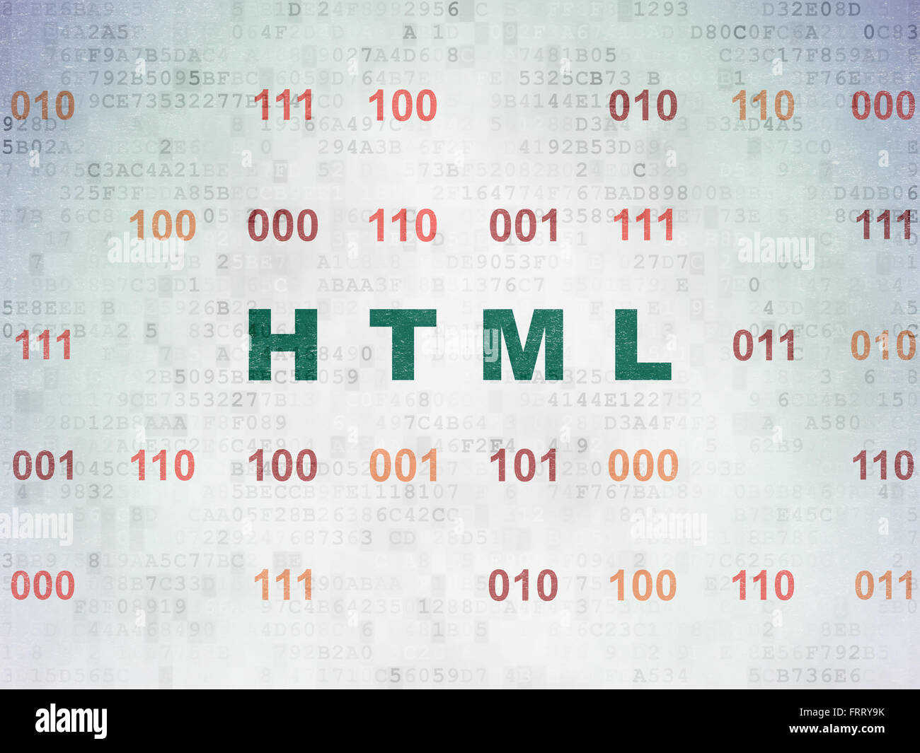 Database concept: Painted green text Html on Digital Paper background with Binary Code Stock ...