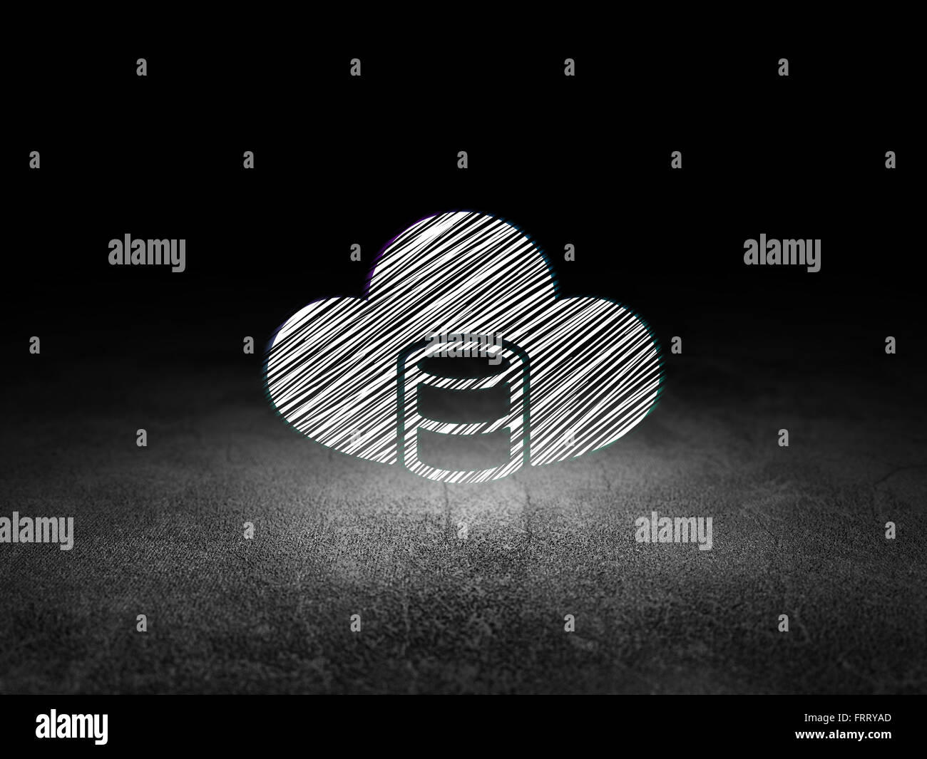 Programming concept: Database With Cloud in grunge dark room Stock ...