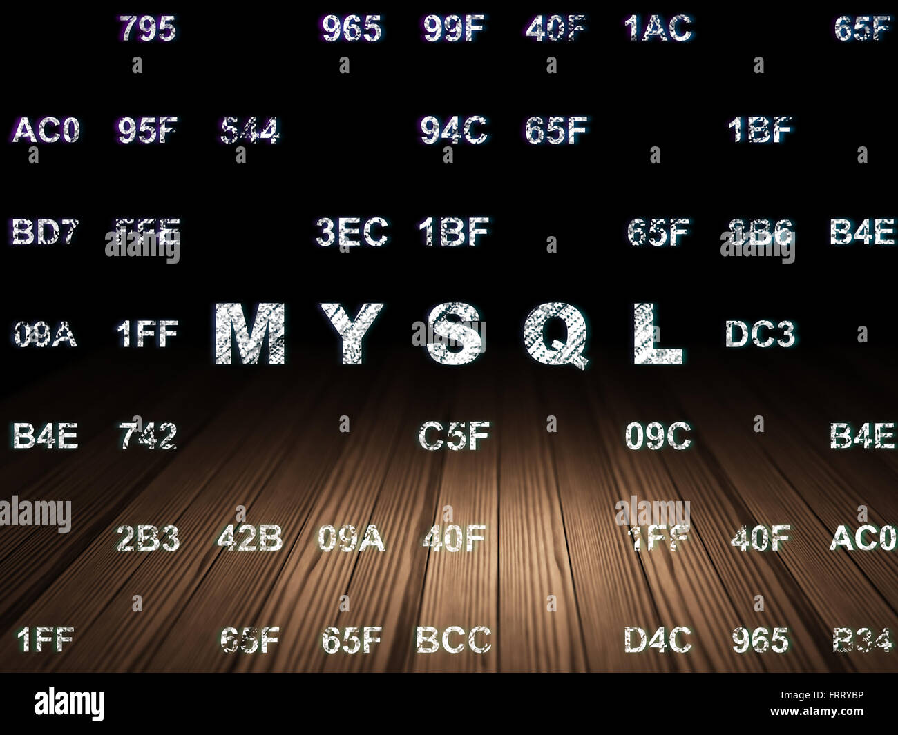 Database concept: MySQL in grunge dark room Stock Photo - Alamy