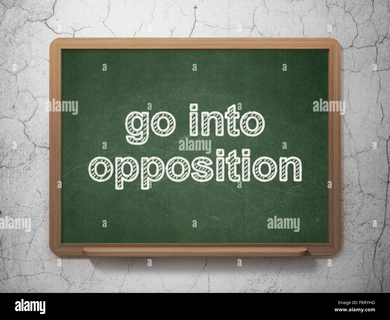 Politics concept: Go into Opposition on chalkboard background Stock ...
