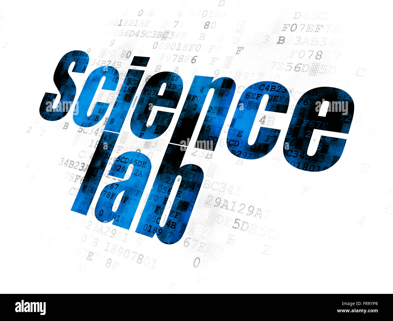 Science concept: Pixelated blue text Science Lab on Digital background ...
