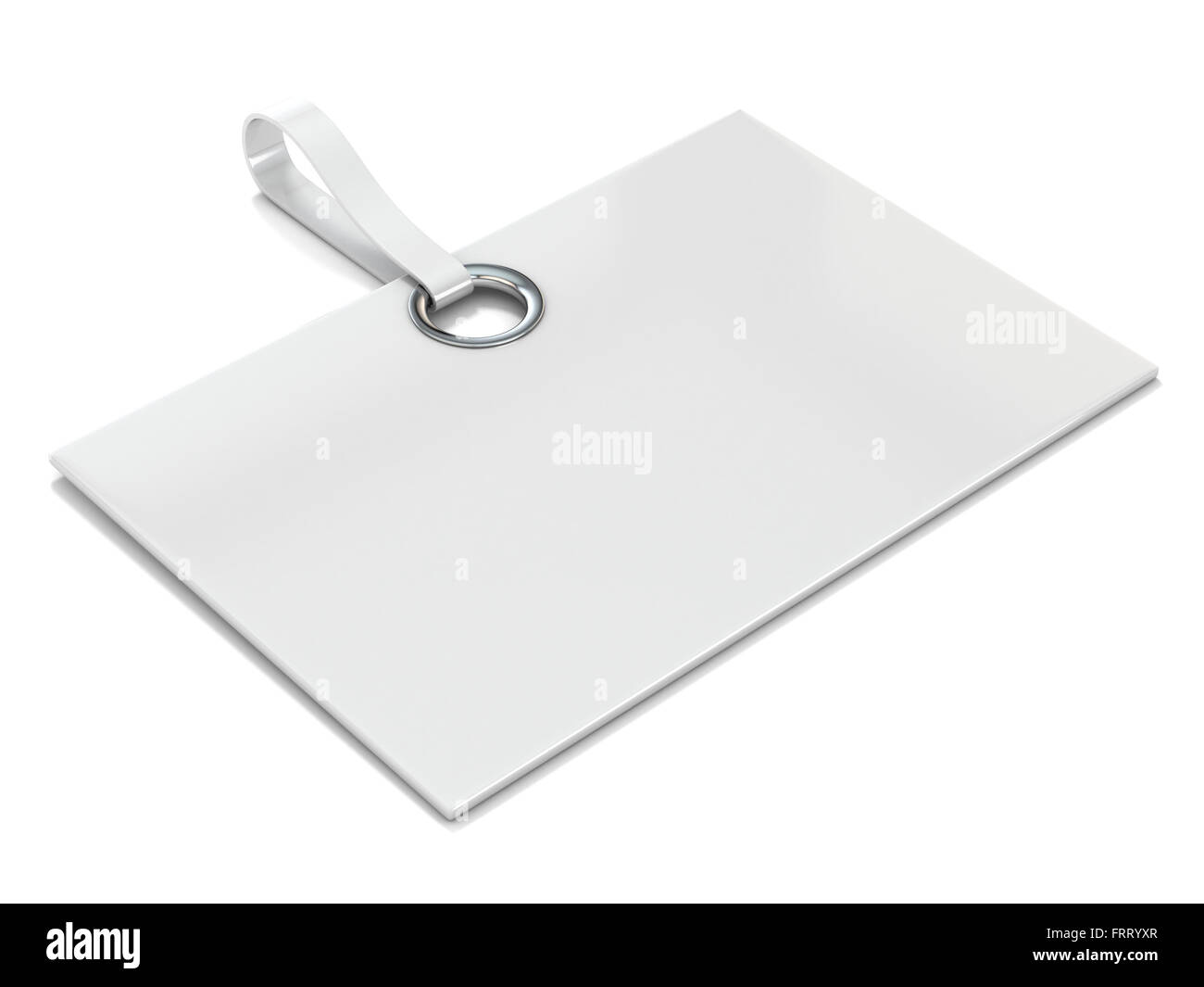 White plastic label. 3D render illustration isolated on white ...